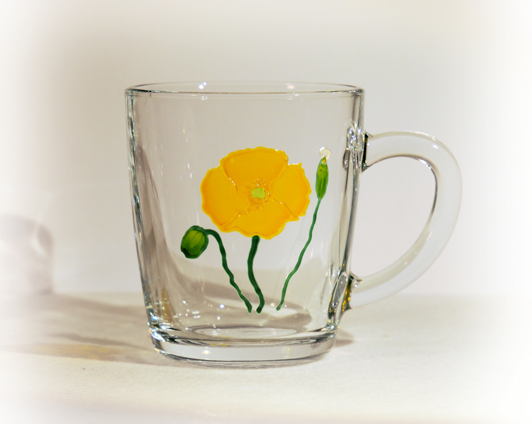 Welsh Poppy Tea/ Coffee Mug - UK Postage - Crafty Dog Cymru