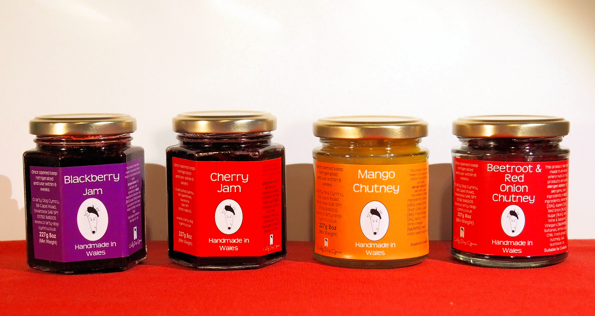 Easy Mail Order - 4 Jars of Welsh Jam, Marmalade or Chutney.