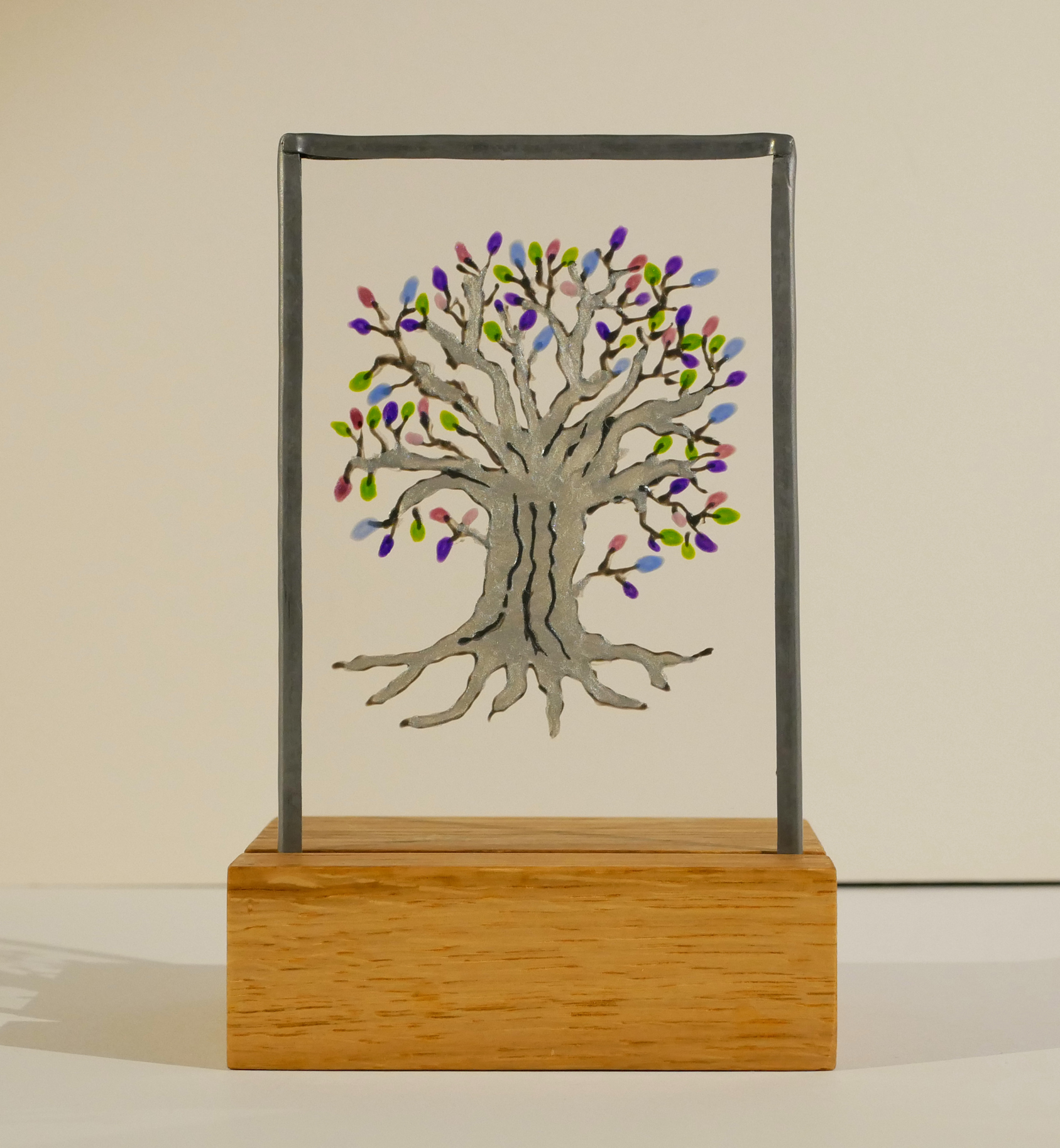 Tree of Life Glass Plaque (Silver) - Crafty Dog Cymru