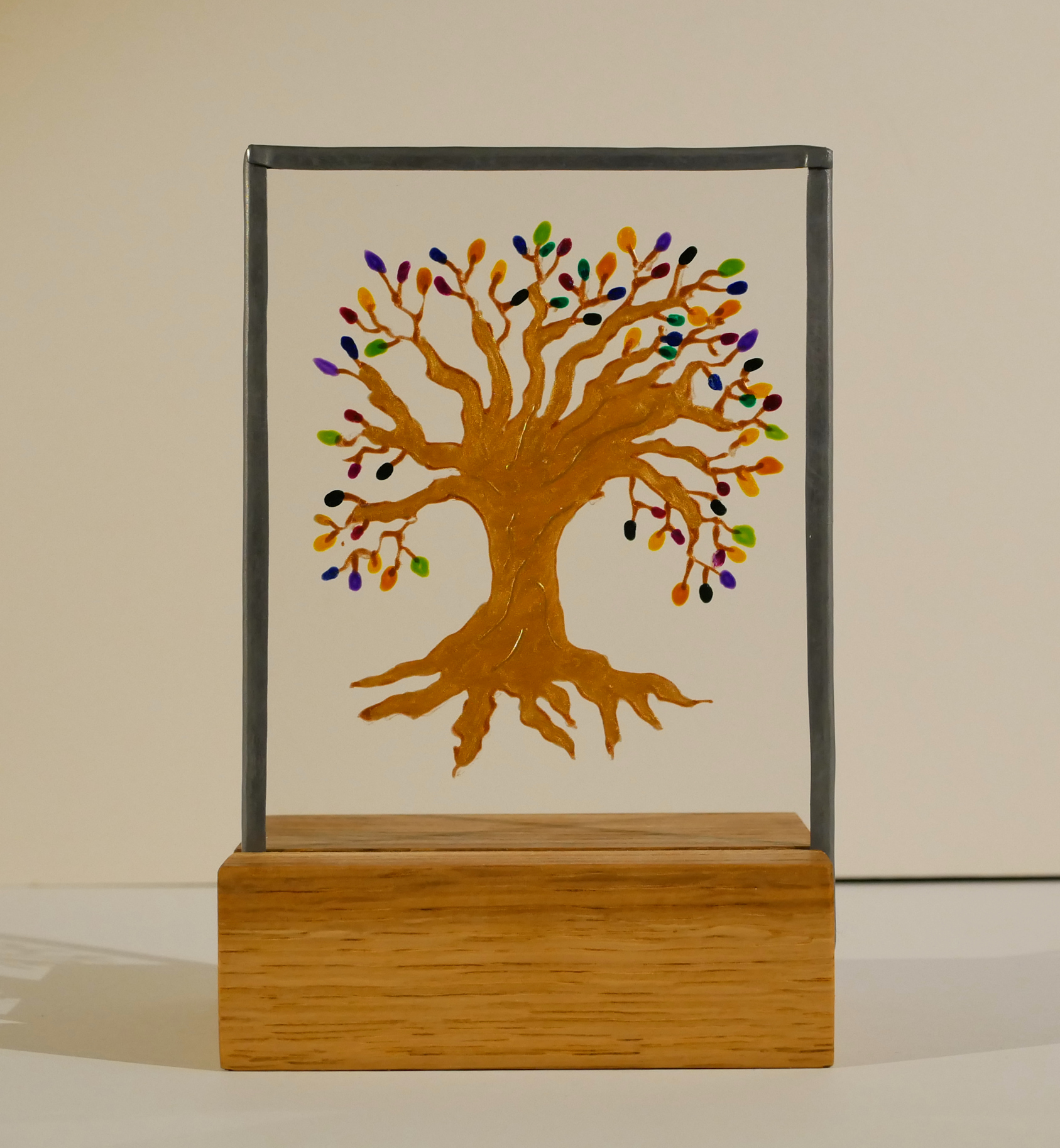 Tree of Life Glass Plaque (Gold) - Crafty Dog Cymru